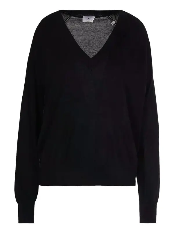 Elisabetta Franchi V-neck Fine Knit Sweater - Black