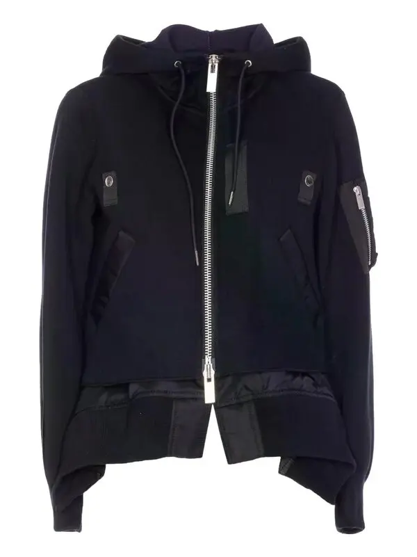 Sacai Zip-up Hooded Jacket - Black