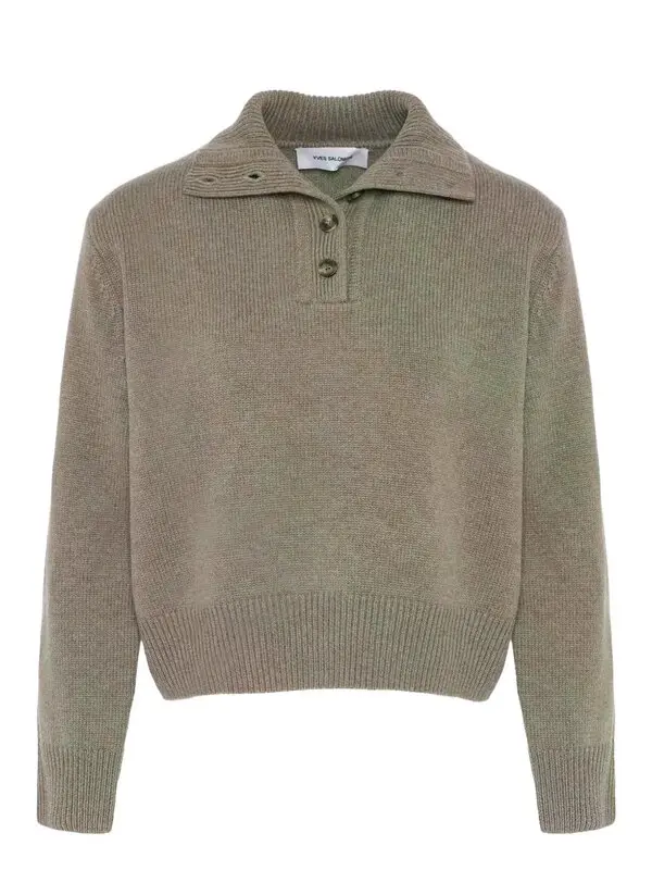 YVES SALOMON High-neck Buttoned Sweater - Neutrals