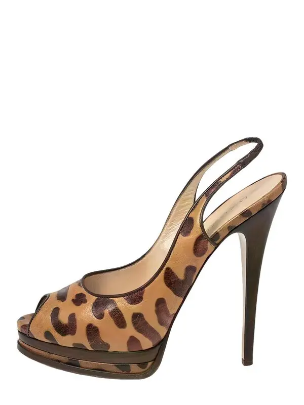 Casadei Leopard-print Slingback Sandals - Brown
