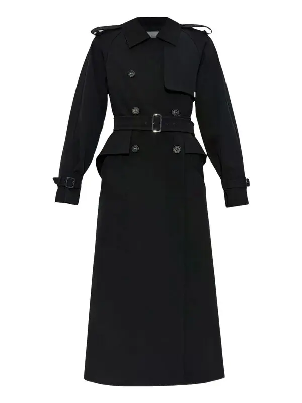 Max Mara Flavio Belted Peplum Trench Coat - Black