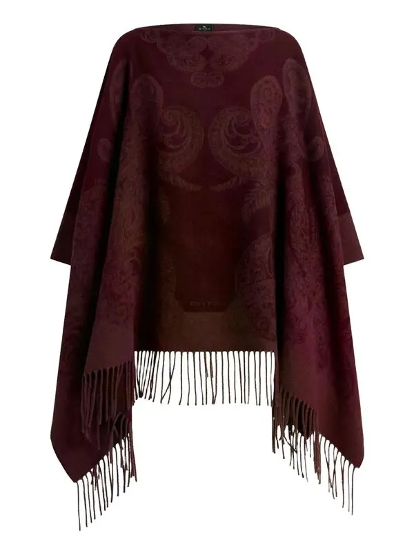 Etro Jacquard-paisley Poncho - Red