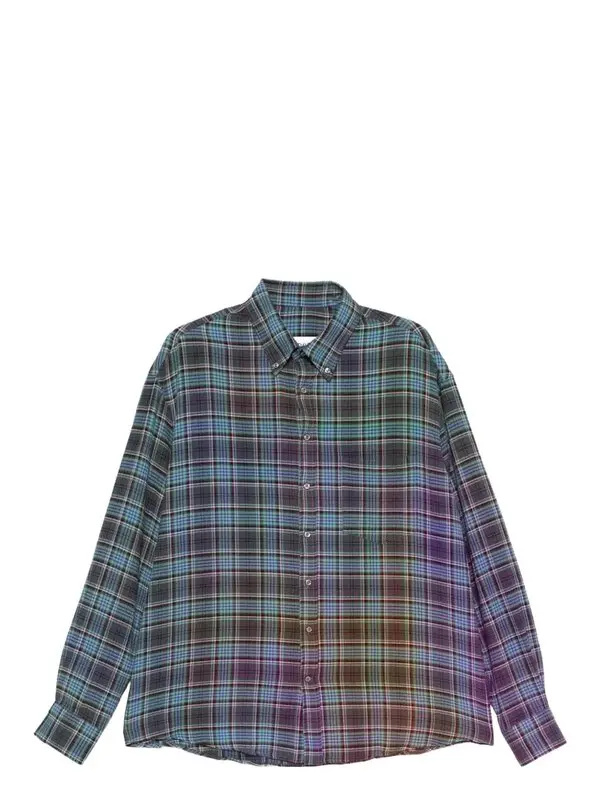 LC23 Plaid-check Button-up Shirt - Blue