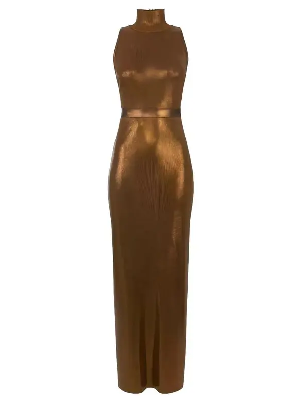 Elisabetta Franchi Halterneck Maxi Dress - Brown