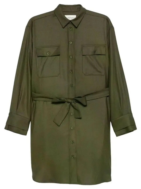 Eric Bompard Button-front Belted Shirt Mini Dress - Green