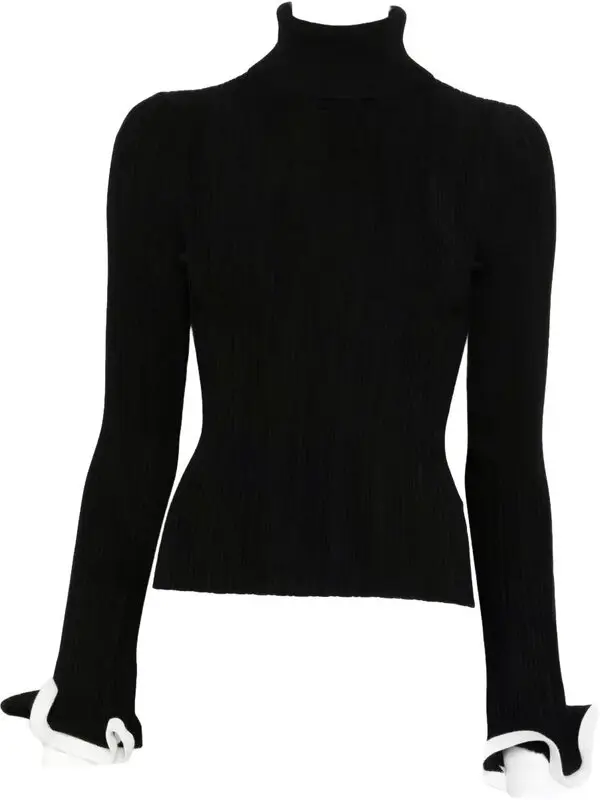 Simkhai Ruffled Roll-neck Sweater - Black