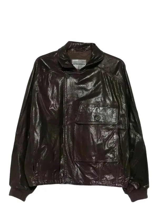 Emporio Armani Patch-pocket Leather Jacket - Brown