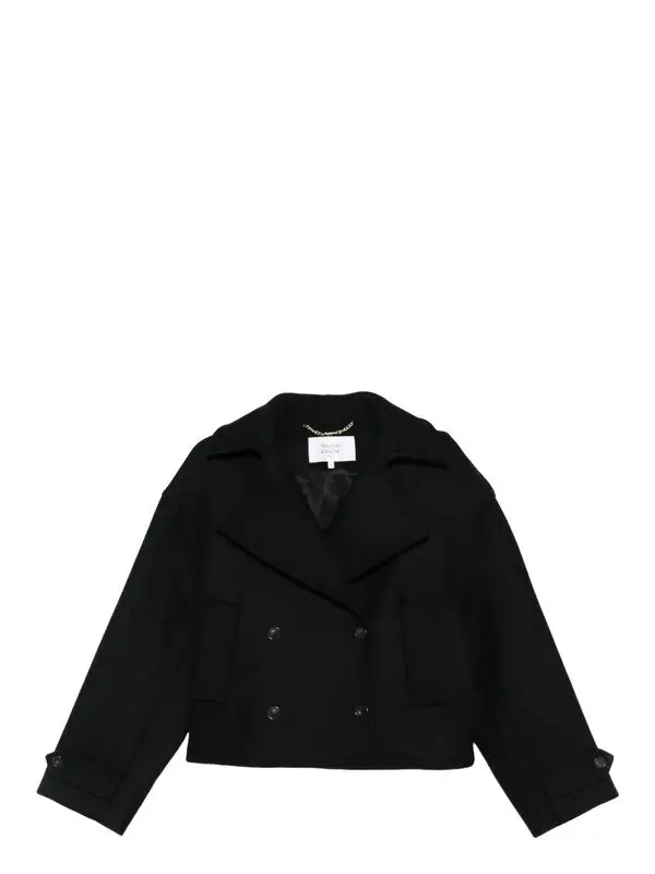 Maison Kitsuné Cropped Pea Coat - Black