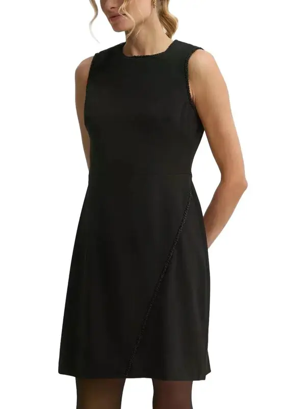 Dkny Beaded-trim Sleeveless Mini Dress - Black