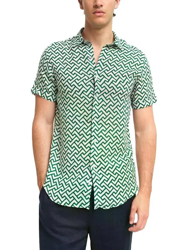 PENINSULA SWIMWEAR Geometric-print Shirt - Green