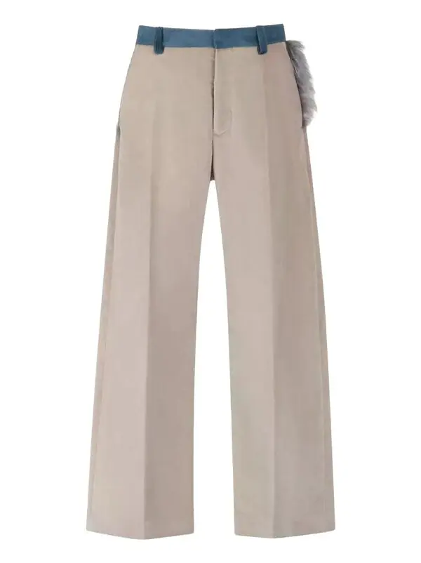 Marni Faux-fur-trimmed Velvet Trousers - Neutrals