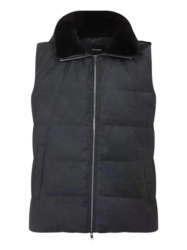 YVES SALOMON Fur-collar Gilet - Grey