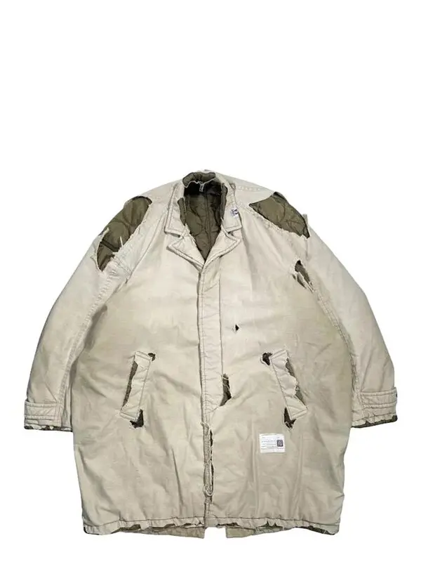 Mihara Yasuhiro Distressed Double-layered Balmacaan Coat - Beige