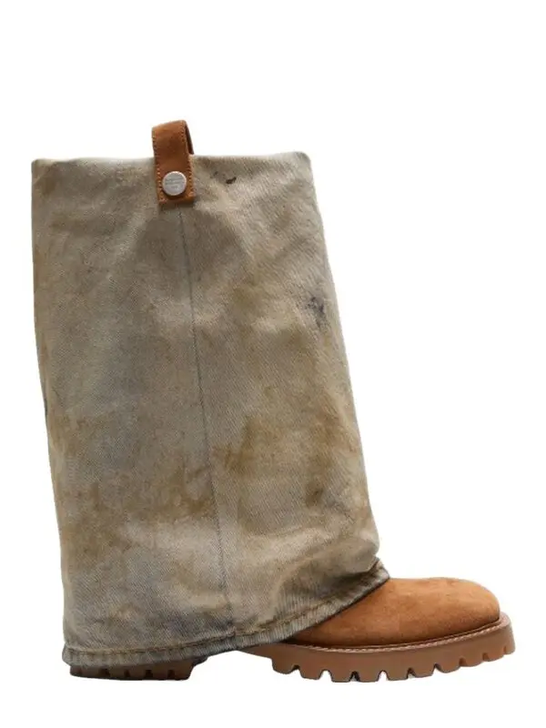 Acne Studios Folded Denim Boots - Brown