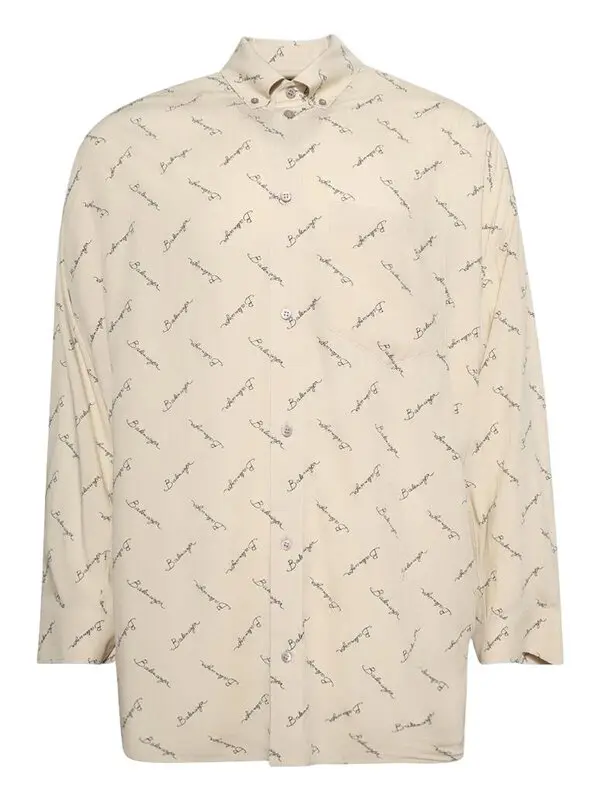 Balenciaga Long Sleeve Cocoon Shirt - Beige