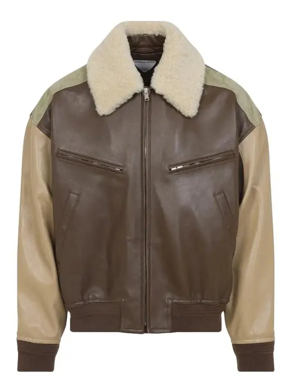 Bottega Veneta Leather Bomber Jacket - Brown
