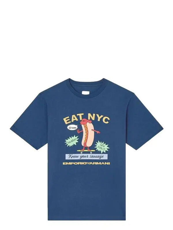 Emporio Armani New York Capsule Collection Eat Nyc Print Jersey T-shirt - Blue
