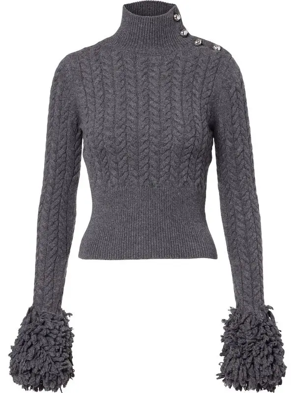 Patou Cable-knit Wool And Cashmere Sweater - Grey