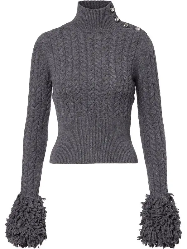 PATOU Cable-knit Wool And Cashmere Sweater - Grey