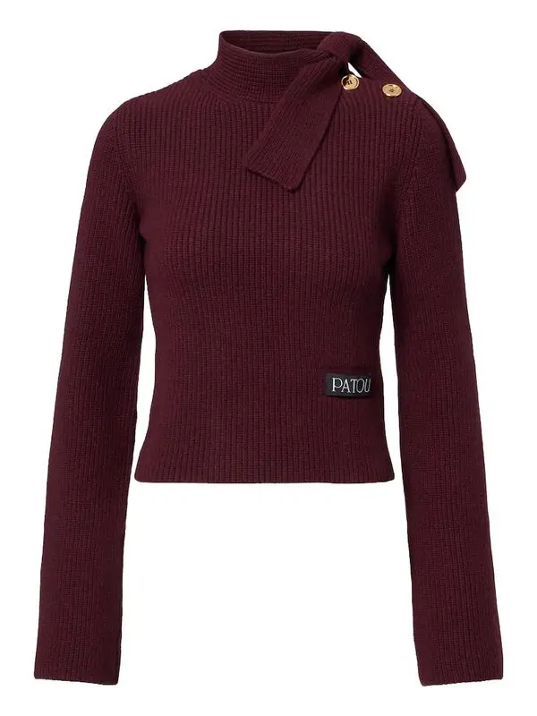 Patou Bow-detail Wool And Cashmere Sweater - Burgundy