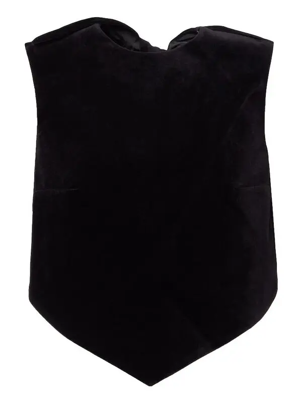 PATOU Bow-detail Cotton-blend Velvet Crop Top - Black