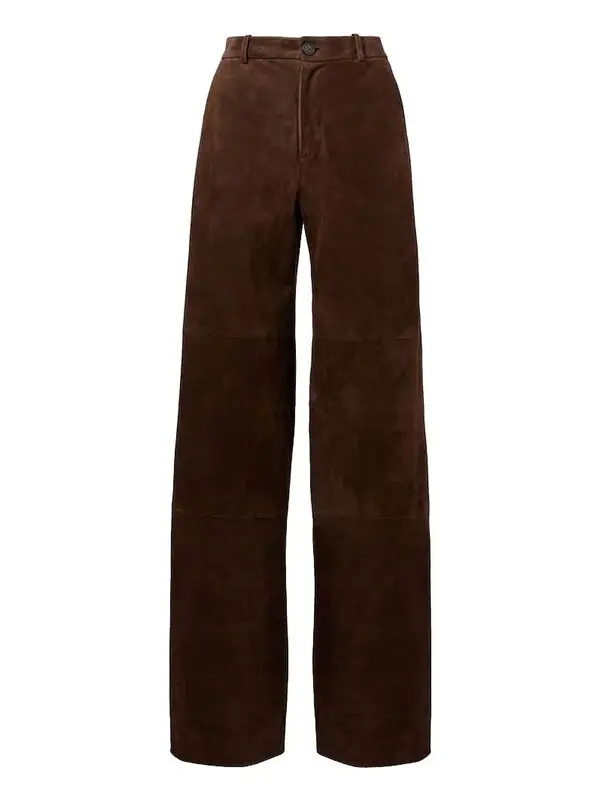 Vince Leather Straight Pants - Brown