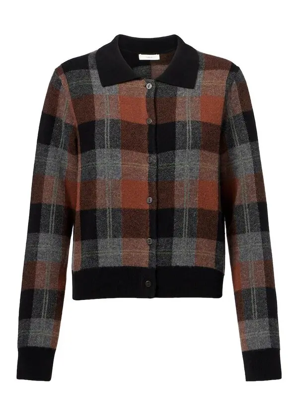 Vince Checked Cashmere Cardigan - Multicoloured