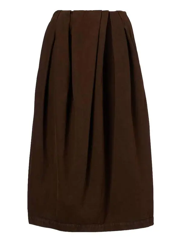 Dries Van Noten Draped Denim Midi Skirt - Brown