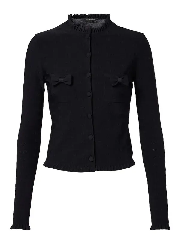 Balenciaga Ruffled Cardigan - Black