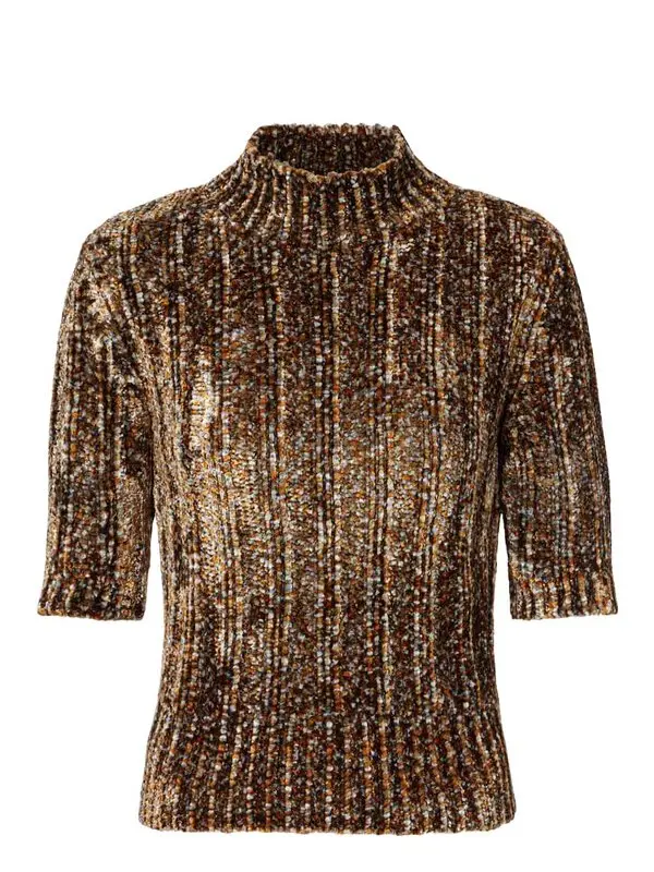 Dries Van Noten Velvet Mockneck Sweater - Multicoloured