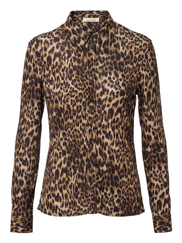 NILI LOTAN Celestine Leopard-print Shirt - Brown