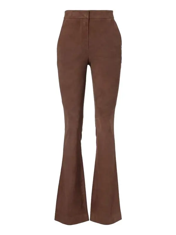 Veronica Beard Gracie High-rise Flared Suede Pants - Brown