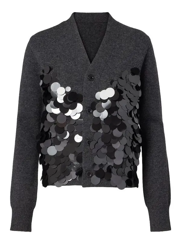Sacai Sequined Wool Cardigan - Black