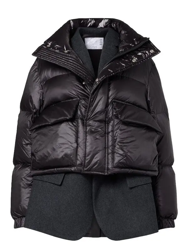 Sacai Layered Wool Down Jacket - Black