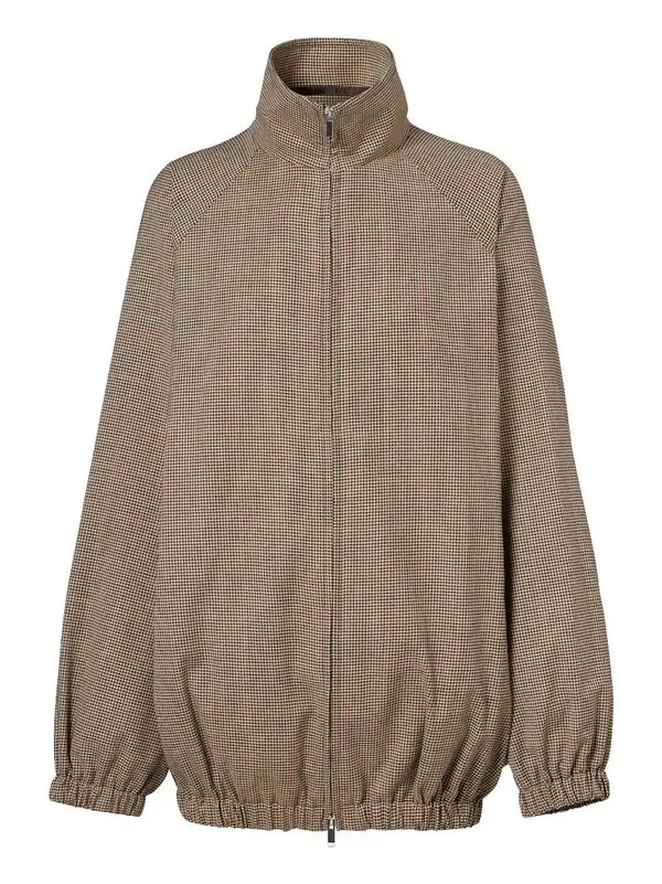 THE FRANKIE SHOP Baxter Houndstooth Blouson Jacket - Brown