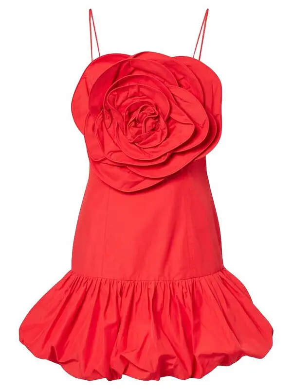 Farm Rio Floral-appliqué Balloon Minidress - Red