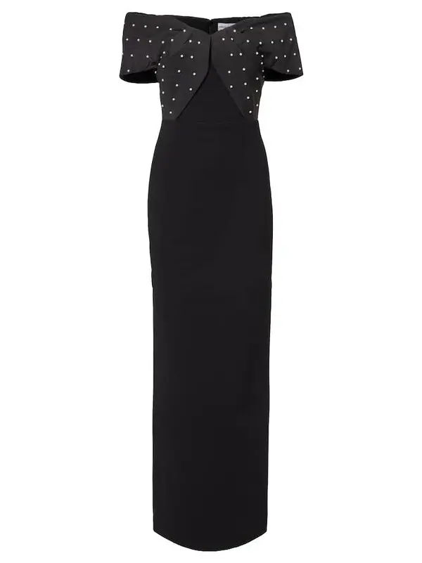 Rebecca Vallance Ederson Embellished Crêpe Bustier Gown - Black