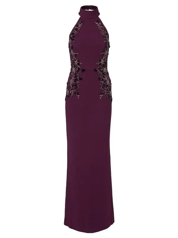 Rebecca Vallance Beatrice Embellished Crêpe Gown - Purple