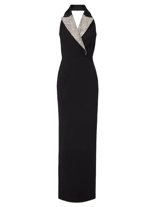 Rebecca Vallance Crystal-embellished Halterneck Maxi Dress - Black