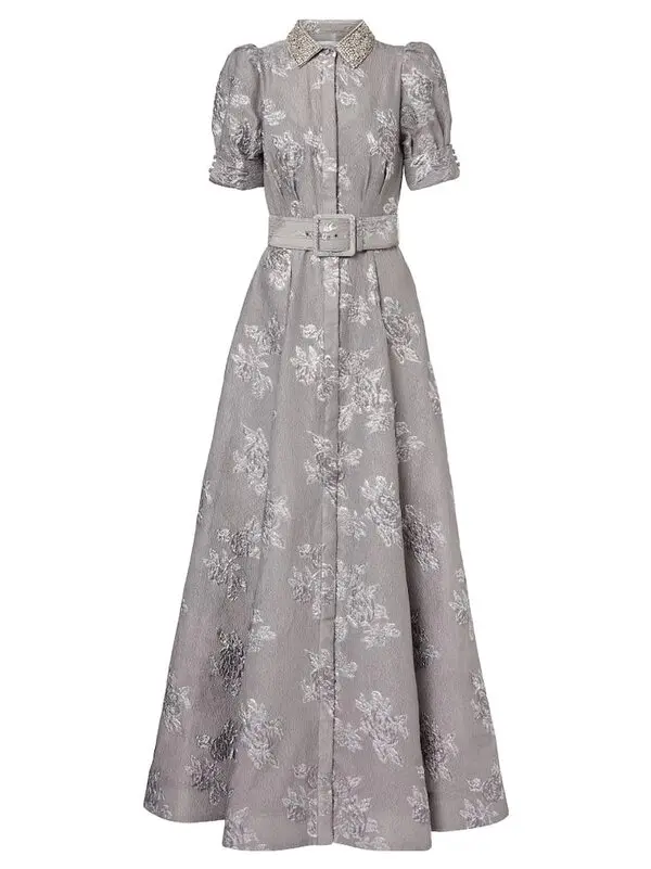 Rebecca Vallance Ruth Embellished Brocade Gown - Silver