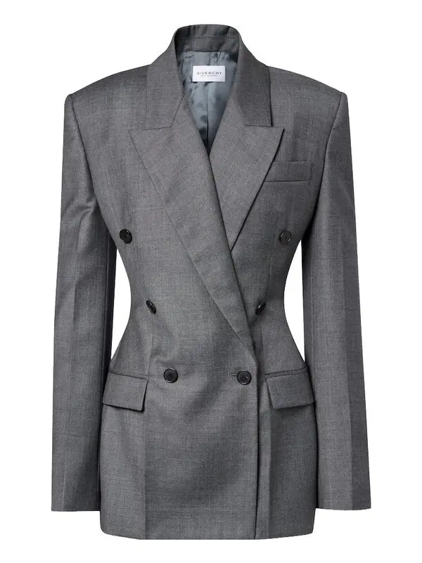 Givenchy Double-breasted Wool Blazer - Grey