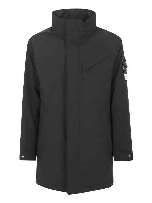 Stone Island Long Coat - Black