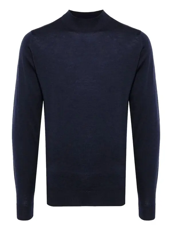 John Smedley Extra Fine Merino Wool Turtleneck Sweater - Blue
