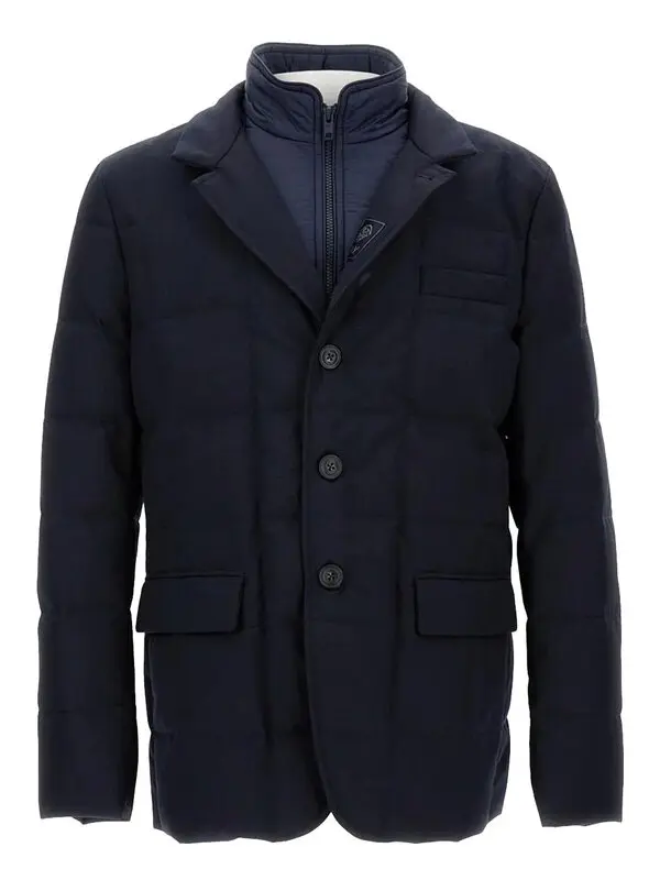 FAY Double-breasted Down Jacket - Blue