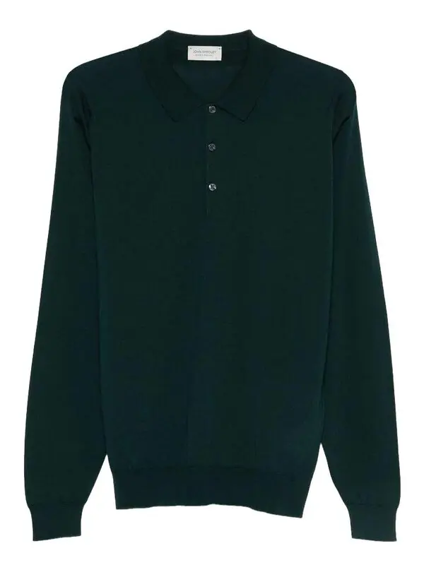 John Smedley Merino Wool Polo Sweater - Green