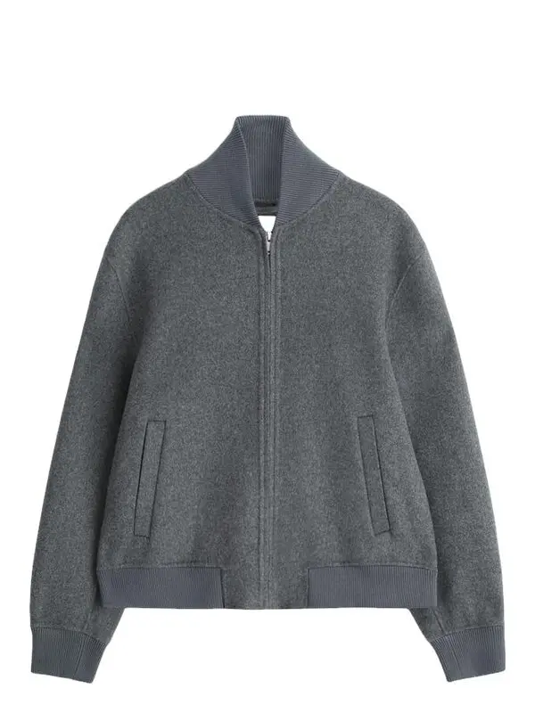 Cos Double-faced Wool Bomber Jacket - Dark Grey