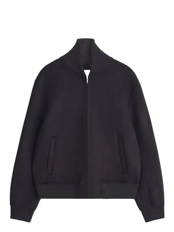 Cos Double-faced Wool Bomber Jacket - Navy