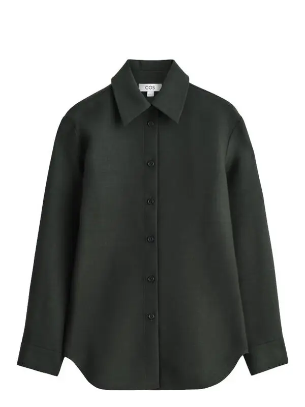 Cos Wool-twill Shirt - Green