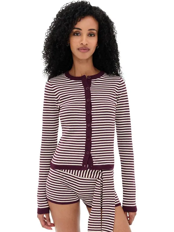 SEVEN WONDERS Mischief Long Sleeve Knit Top - Wine Stripe
