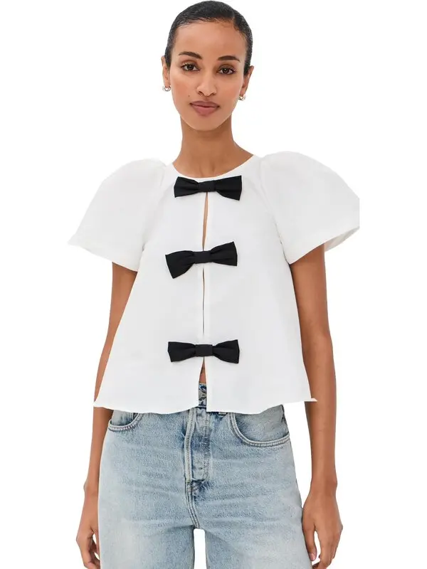 KIKA VARGAS Giorgia Taffeta Top - White